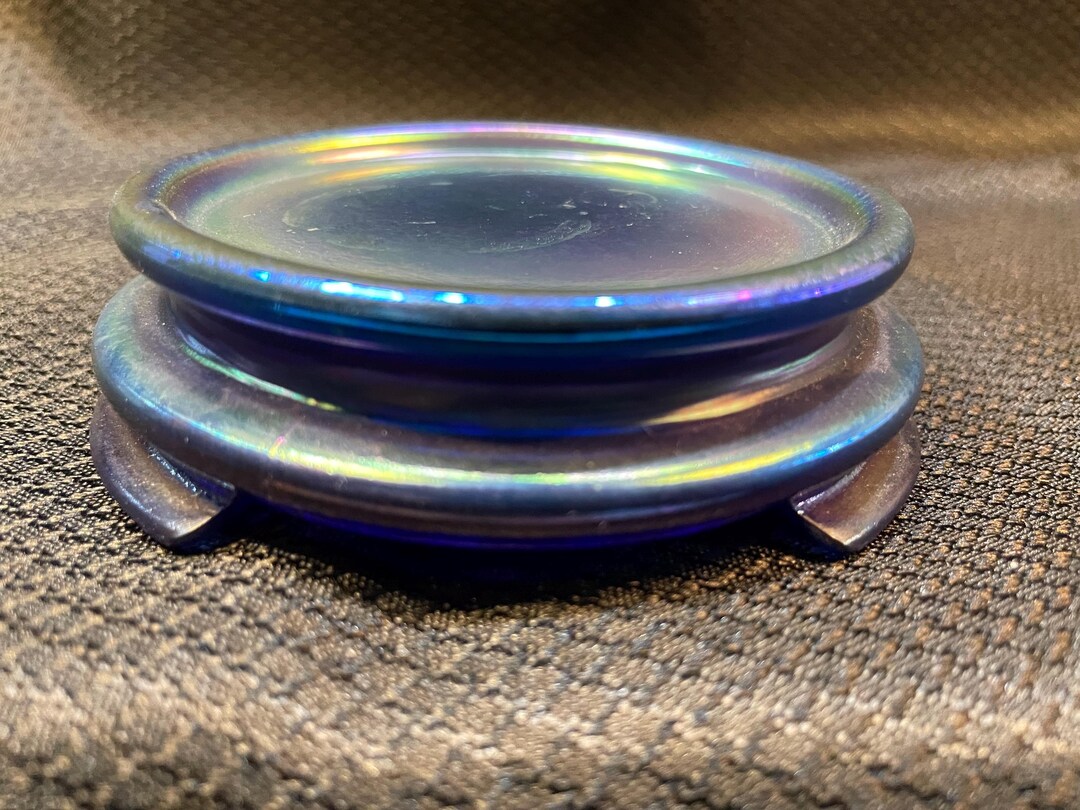 Fenton Electric Blue Glass Display Stand - Etsy