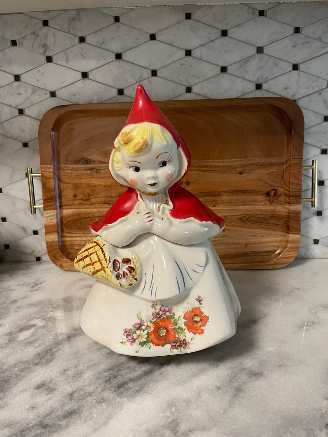 Antique HULL Pottery Red Riding Hood Cookie Jar Apron Floral Skirt - Etsy