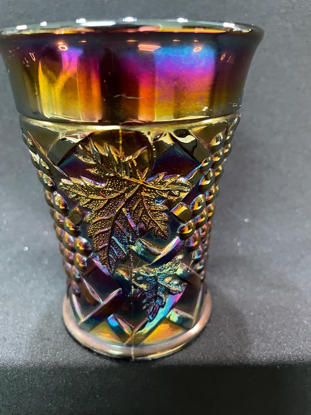 Antique Northwood Grape Arbor Amethyst Carnival Glass Tumbler - Etsy