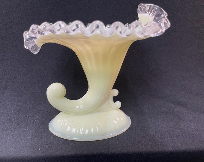 Fenton Ivory Crest Uranium Glass Ruffled Cornucopia - Etsy