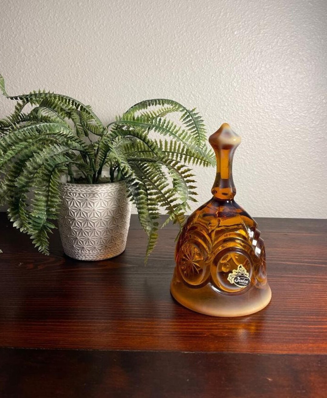 Vintage Fenton Glass Cameo Opalescent Moon and Stars Bell - Etsy