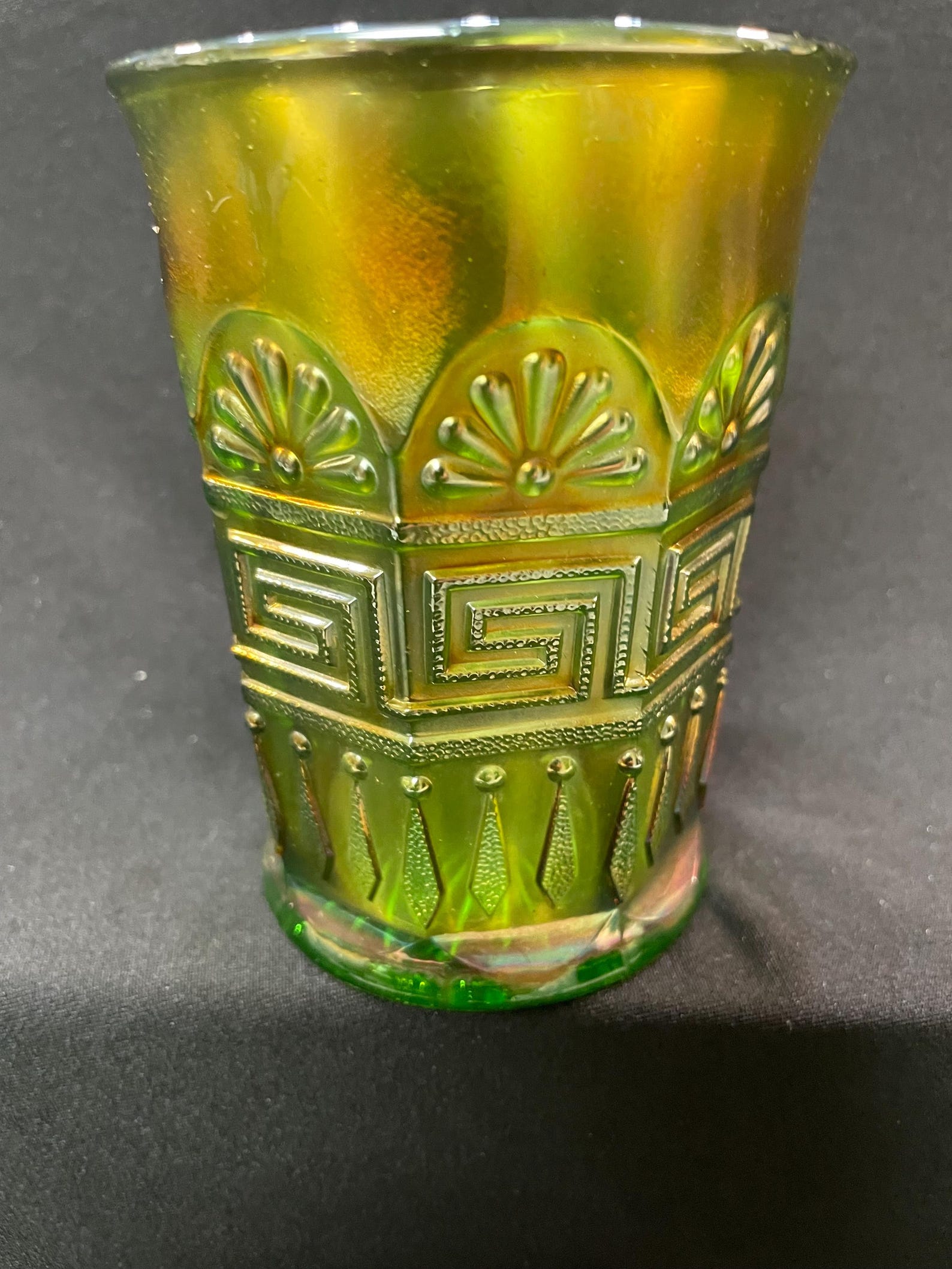 Antique Northwood Greek Key Green Carnival Glass Tumbler - Etsy