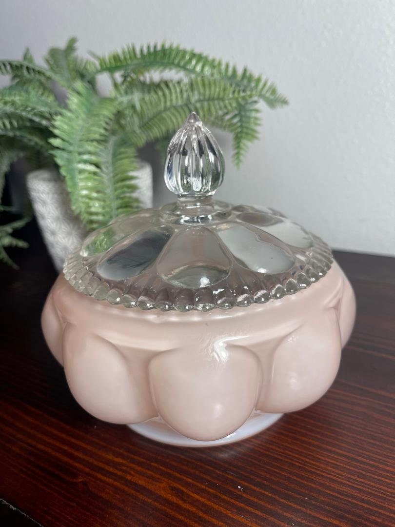 Vintage Fenton 1940's Pink Melon Powder Jar With Lid - Etsy
