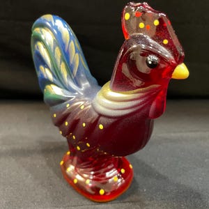 Fenton Hand Painted Ruby Red Rooster - Etsy