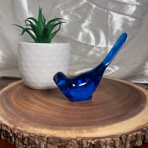 Fenton Art Glass Bird of Happiness Figurine Cobalt Blue - Etsy