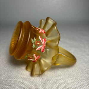 Fenton QVC #2776 8A Gold Satin Miniature Basket With Hand Painted Bows ...