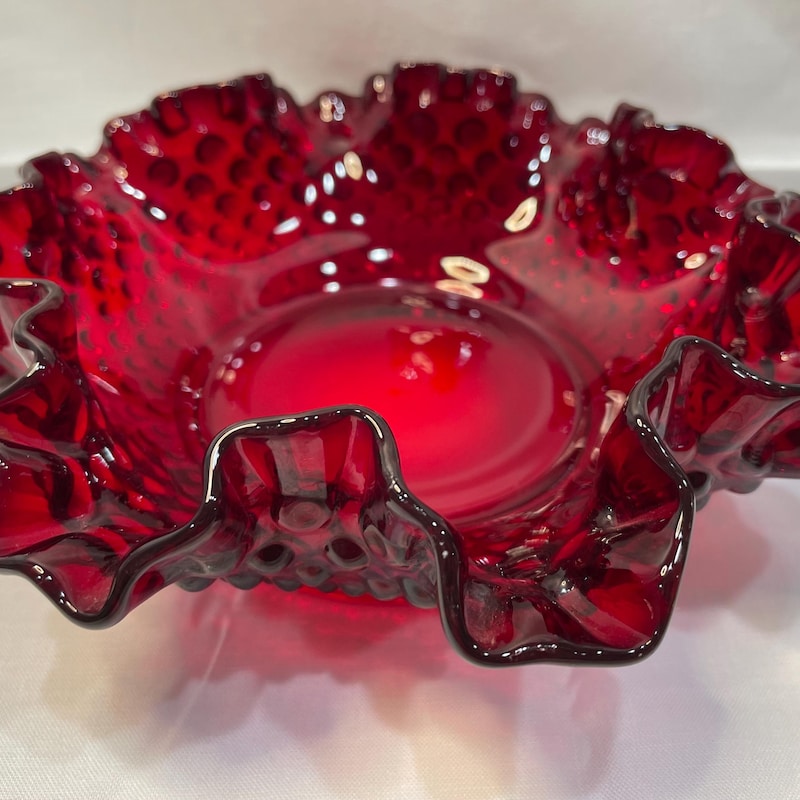 Fenton Bowl Red Vintage - Etsy