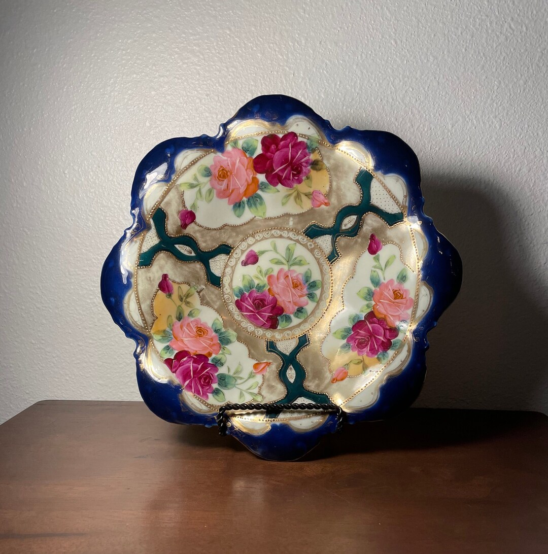 Royal Nippon Hand Painted Porcelain Kinran Large Bowl/ Cobalt Blue - Etsy