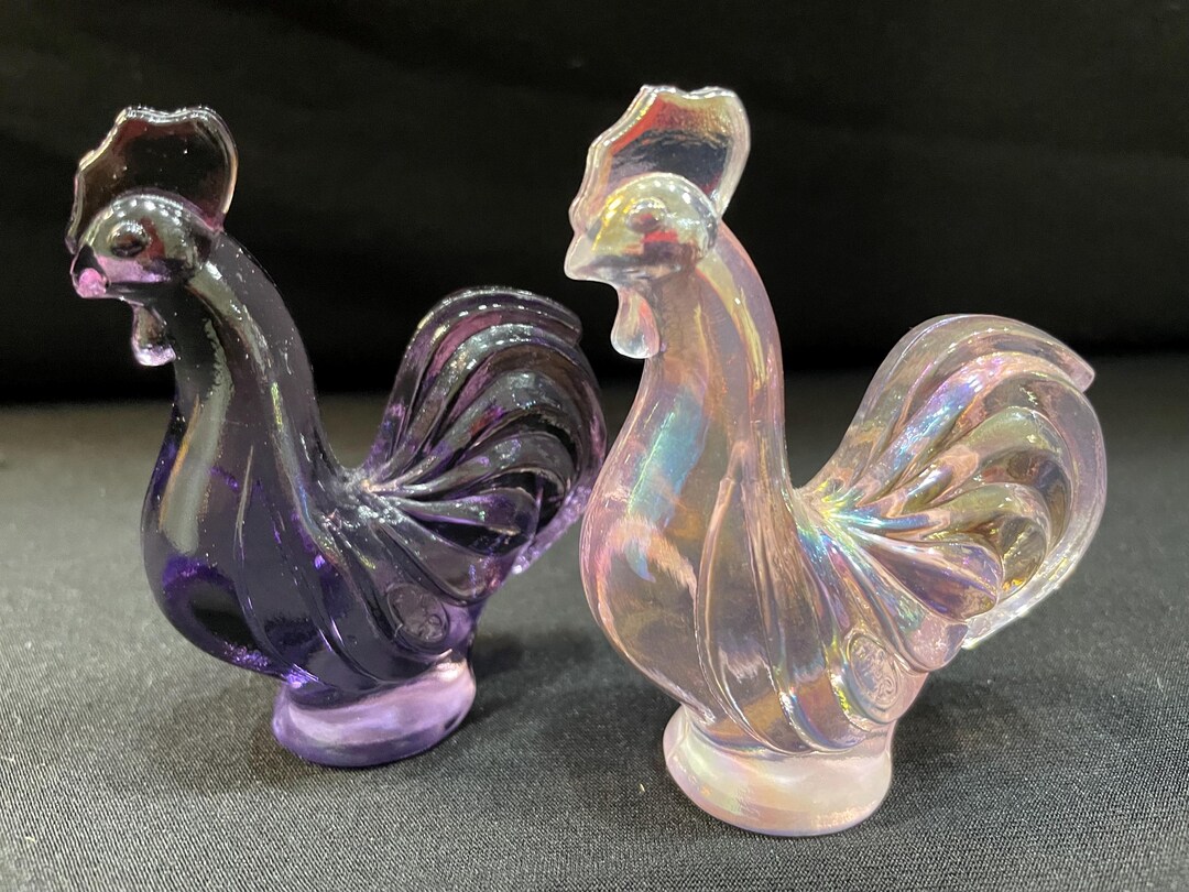 Fenton Art Glass Rooster - Set of 2 - Etsy
