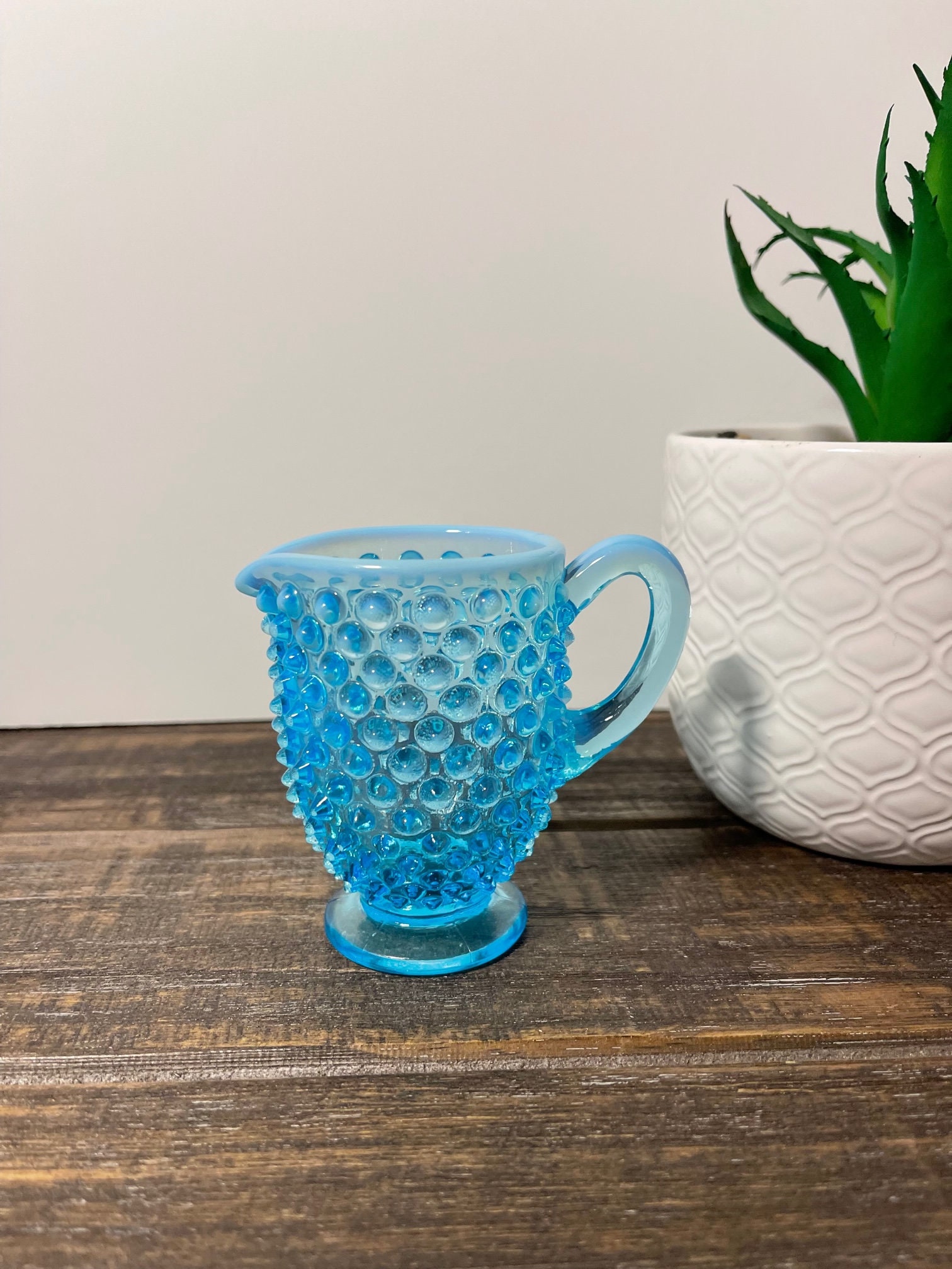Vintage Blue Hobnail Cream Pitcher Ombre Blue Creamer Fenton | Etsy