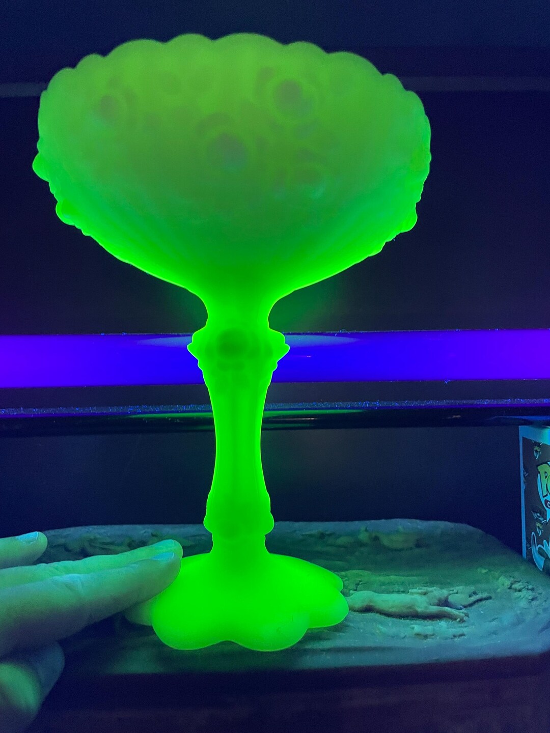 Fenton Raised Roses Uranium Custard Glass Compote - Etsy