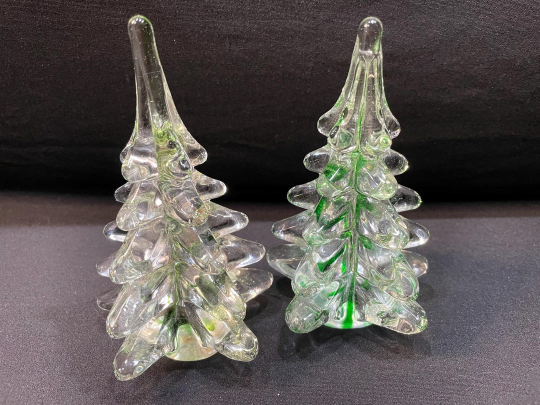 Vintage Silvestri Clear Green Art Glass Christmas Tree - Set of 2 - Etsy