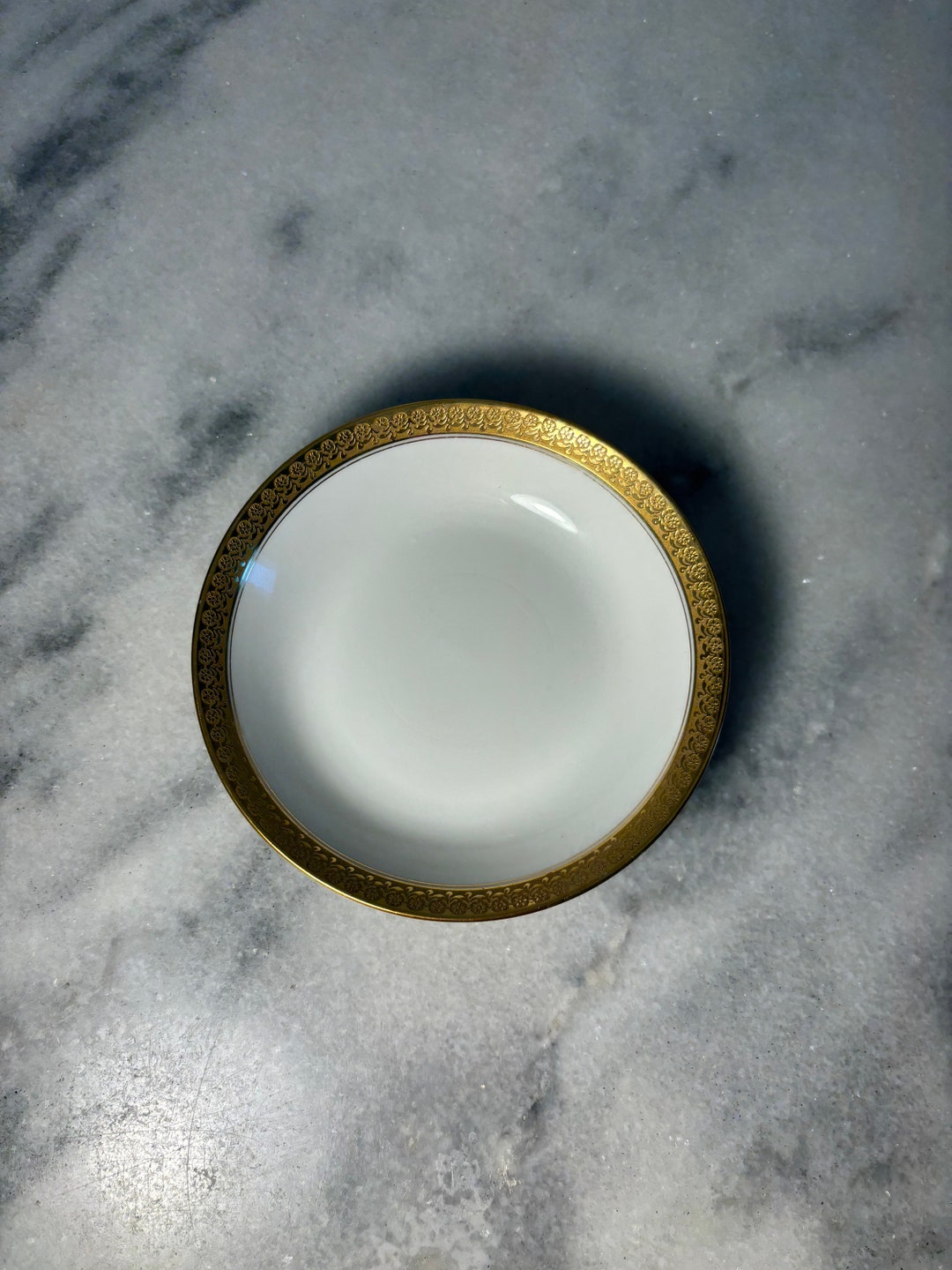 Antique GOA Limoges Porcelain Fruit/dessert (sauce) Bowl, White & Gold ...