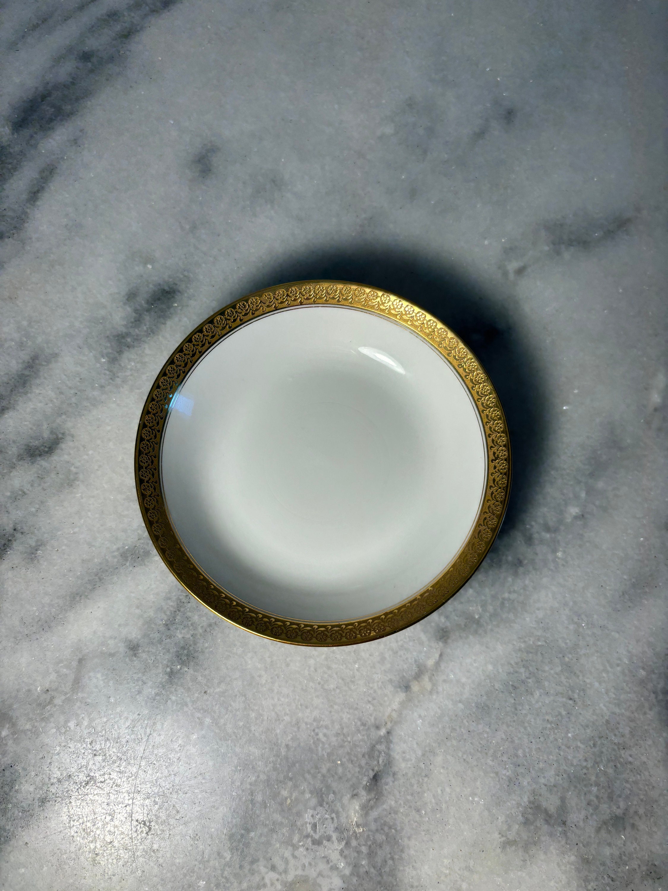 Antique GOA Limoges Porcelain Fruit/dessert (sauce) Bowl, White & Gold ...