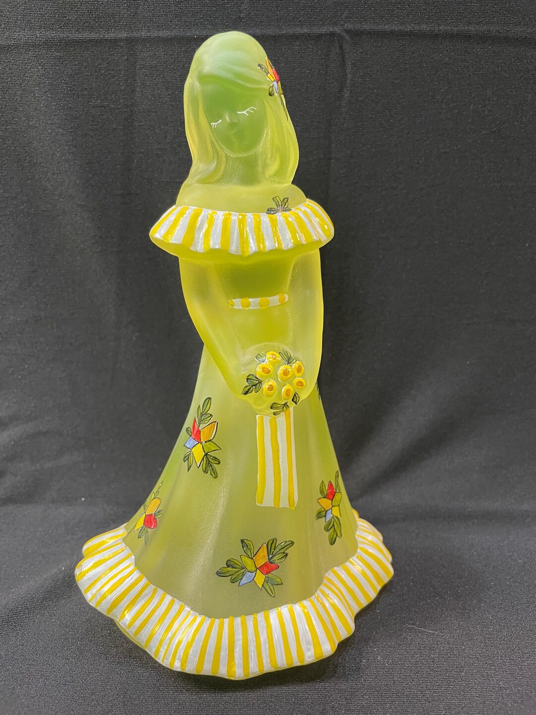 Fenton Vaseline Glass Bridesmaid Doll Signed and Hand Painted by Artist ...