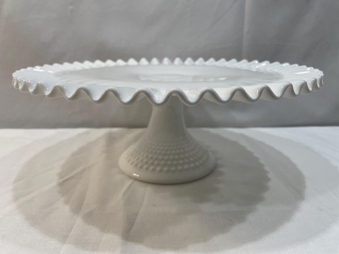 Vintage Fenton Hobnail White Milk Glass Pedestal Cake Stand With ...