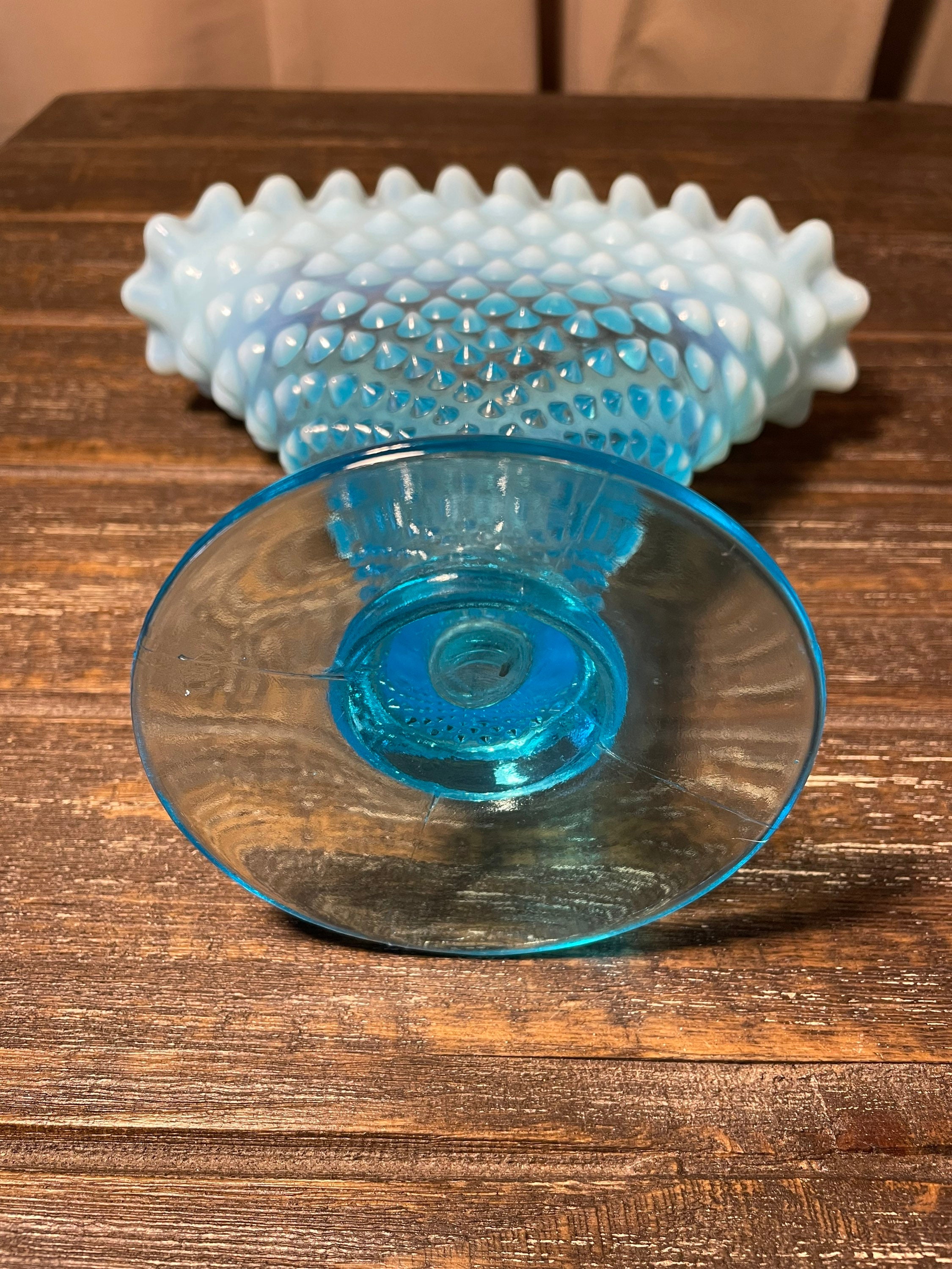 Fenton Blue Opalescent Hobnail Fan Vase Fenton Double - Etsy