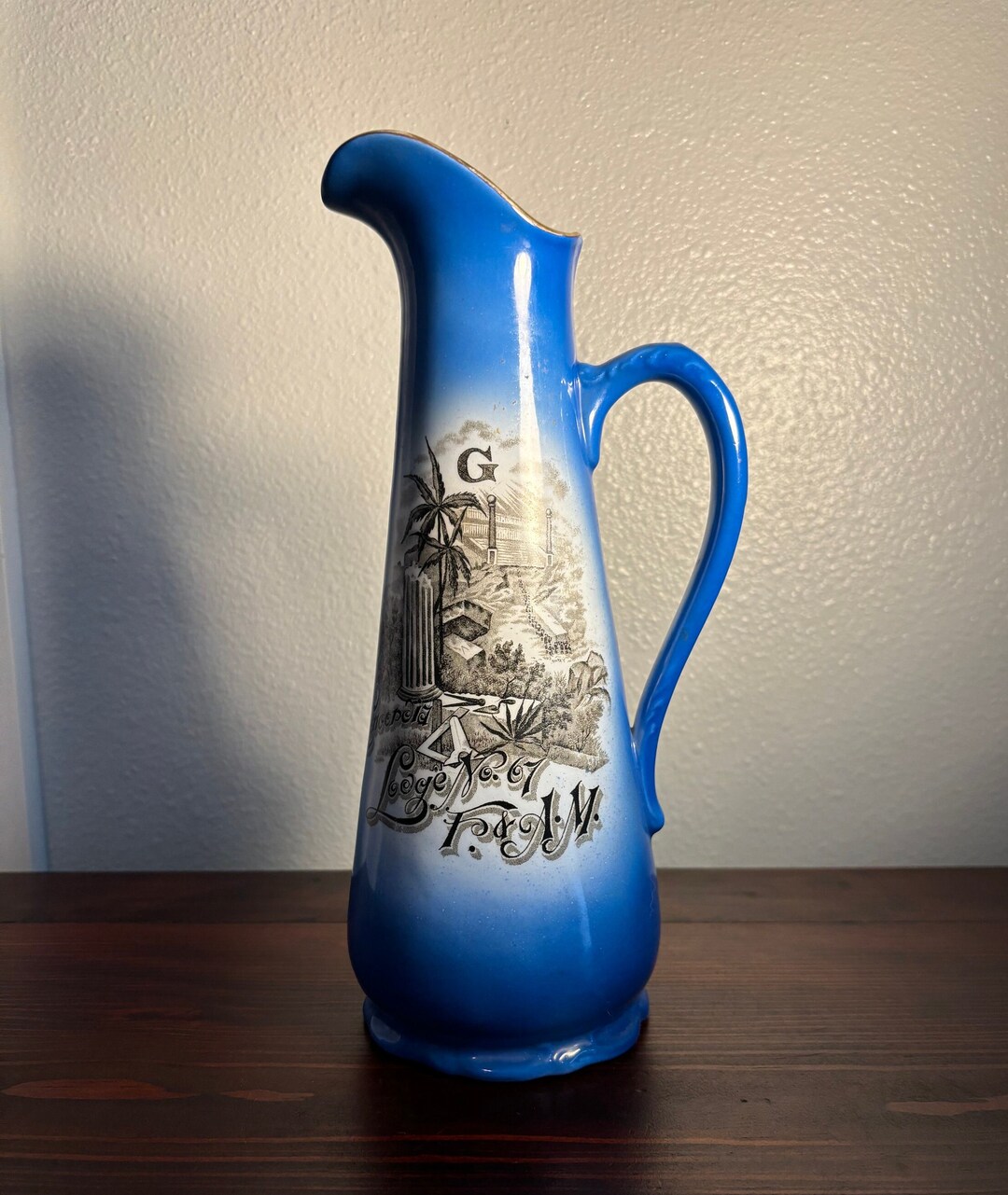 Antique Ceramic Pottery Pitcher 1913 Masonic Lodge No. 67 - Etsy