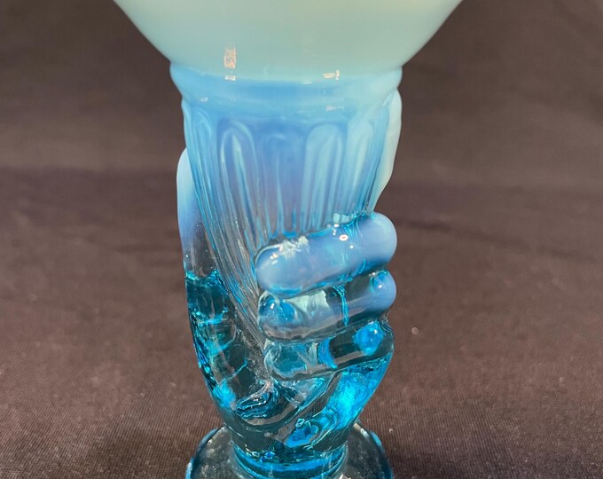 Vintage Fenton Opalescent Blue Mini Hand Vase - Etsy