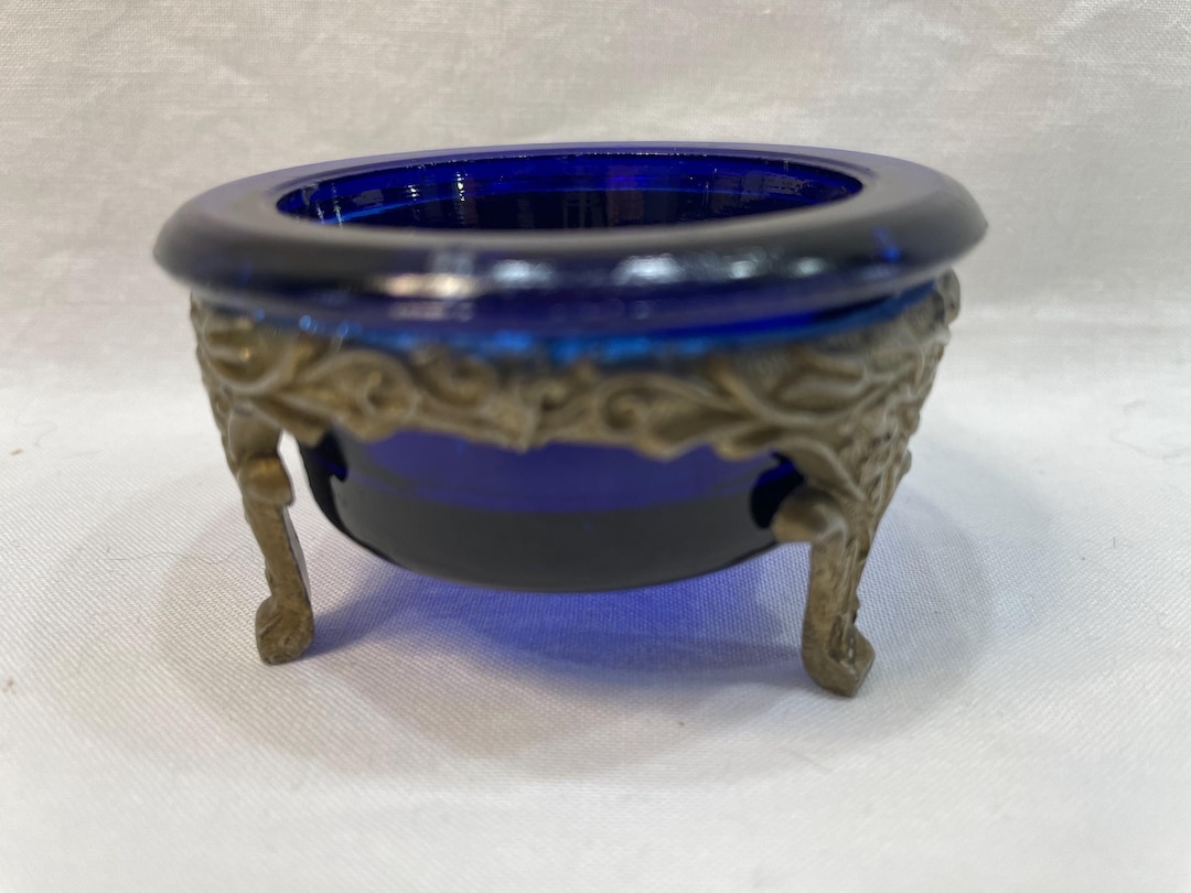Vintage Silver Plate Cobalt Blue Salt Cellar - Etsy