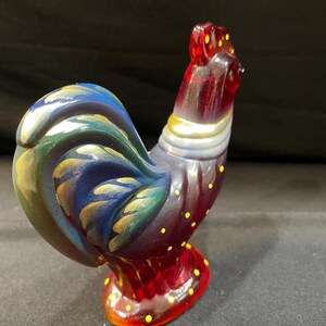 Fenton Hand Painted Ruby Red Rooster - Etsy