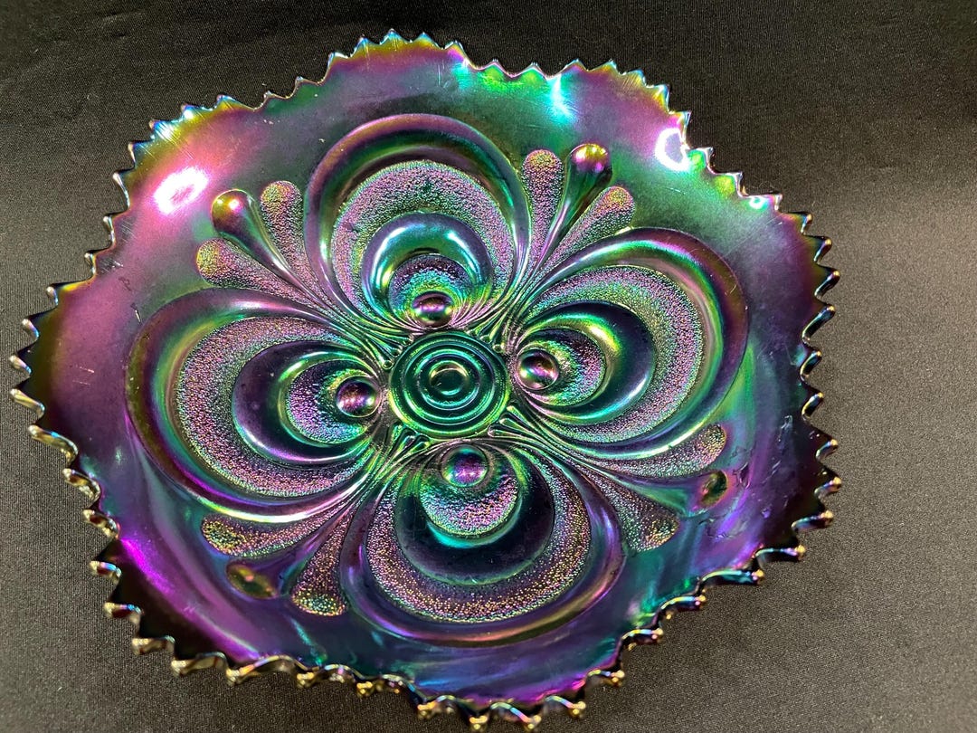 Antique Imperial Amethyst Scroll Embossed Carnival Glass Bowl 1910s - Etsy
