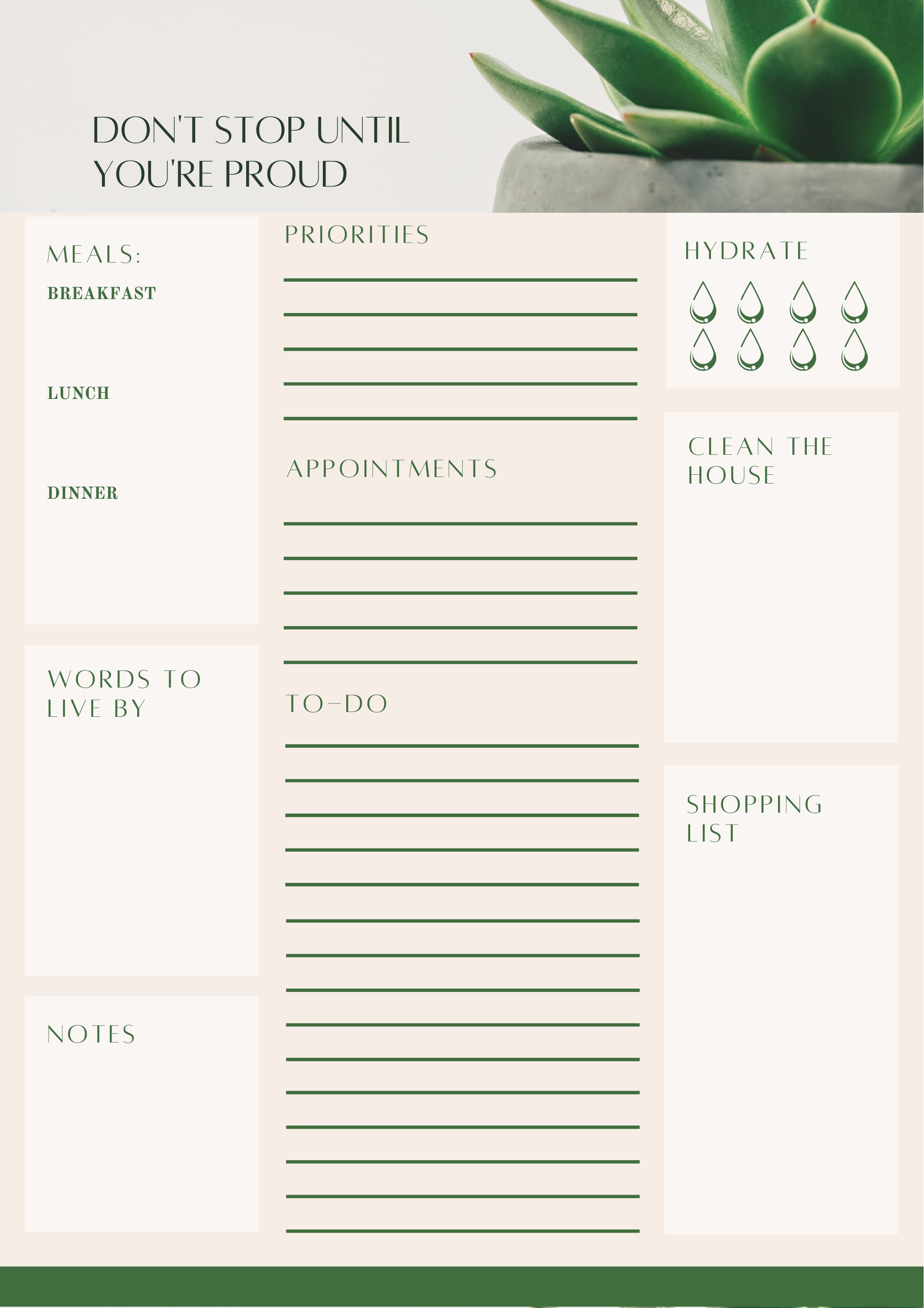 Daily Planner Motivational Succulent - Etsy