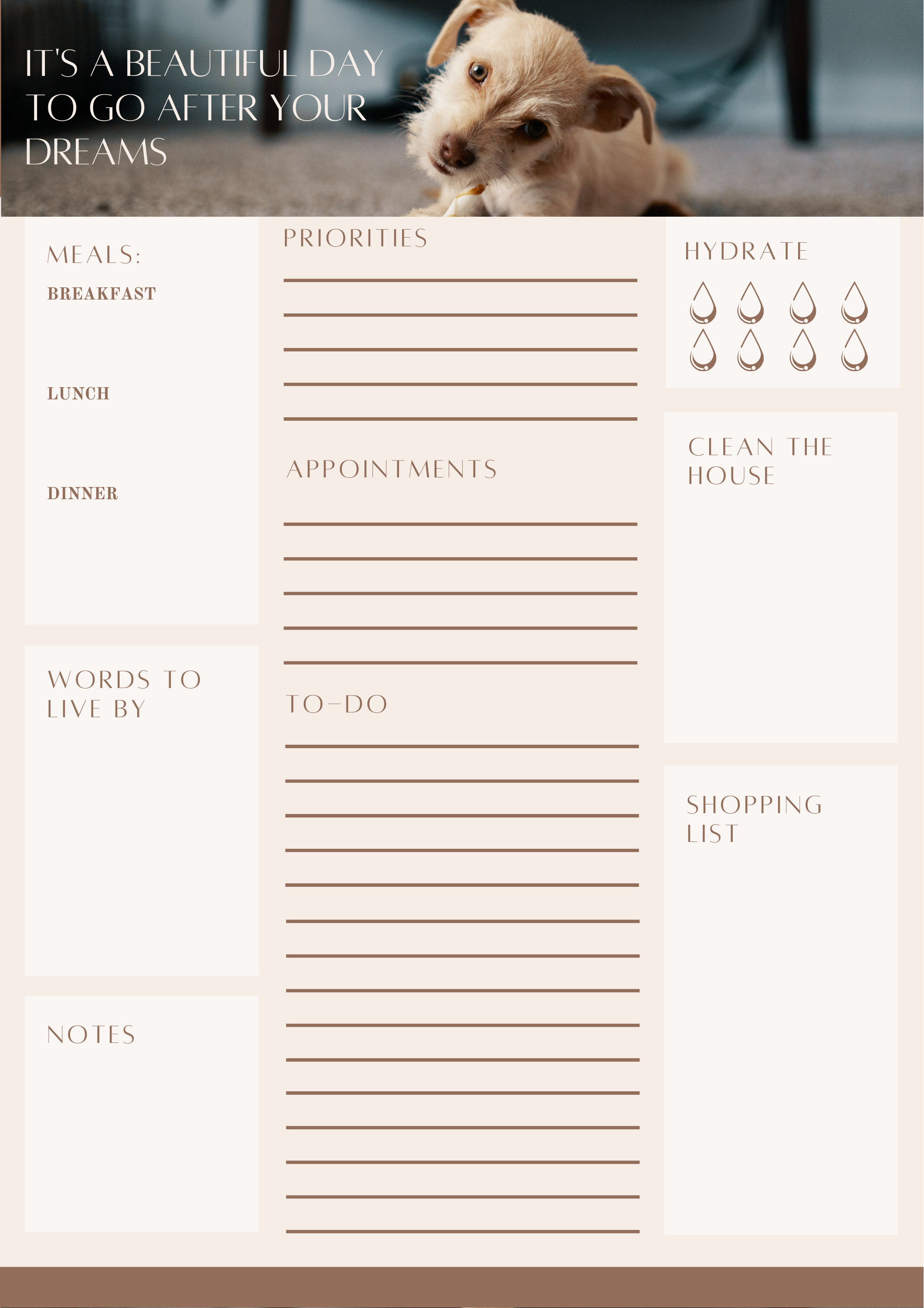 Daily Planner Printable- Motivational Puppy - Etsy