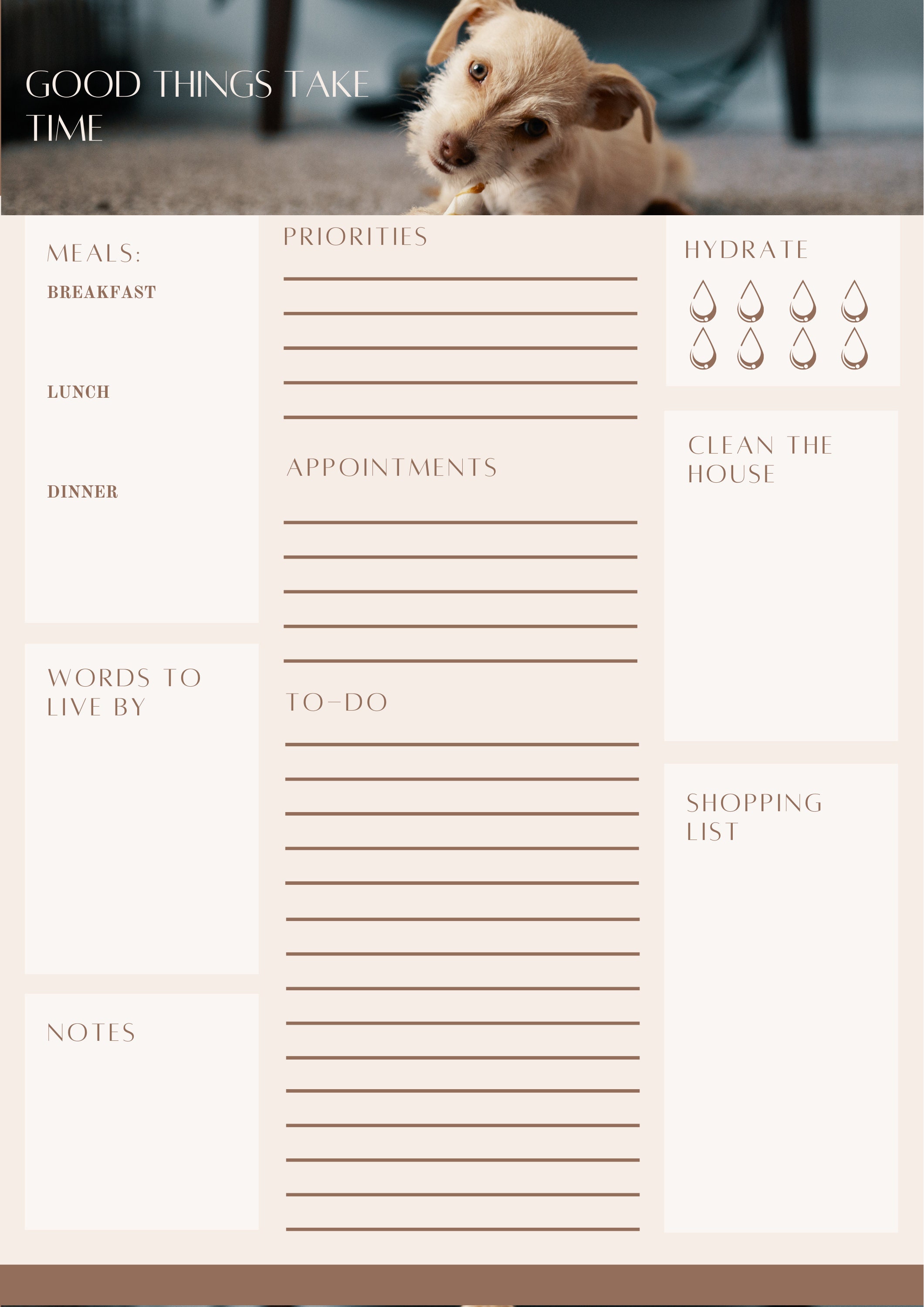 Daily Planner Printable Motivational Puppy - Etsy