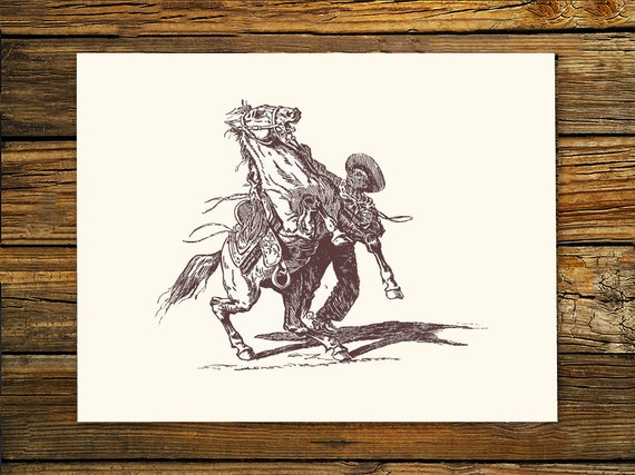 Western Art Blank Greeting Card Wild West Horseman | Etsy