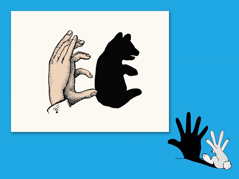 Bear, Blank Greeting Card, Shadow Animals, Hand Shadows, Silhouette ...