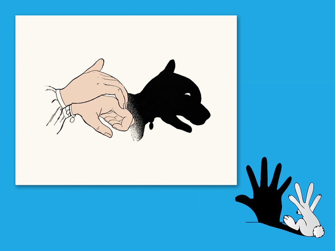 Dog, Blank Greeting Card, Shadow Animals, Hand Shadows, Silhouette ...