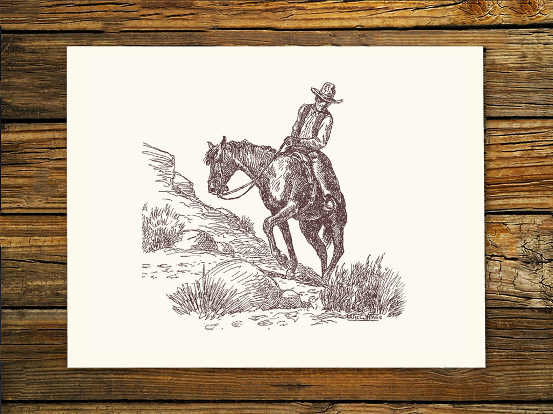 Western Art, Blank Greeting Card, Wild West, Horseman, Fearless ...