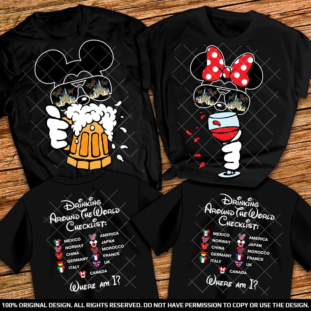 Mickey Beer Minnie Wine Front and Back Print Disney Couple | Etsy