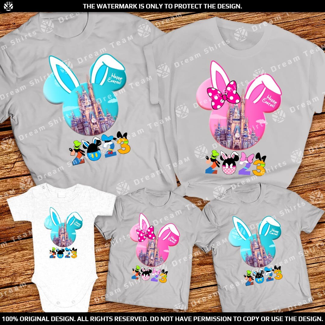 Easter Mickey And Minnie Heads With Disney Castle And Bunny Ears Family ...