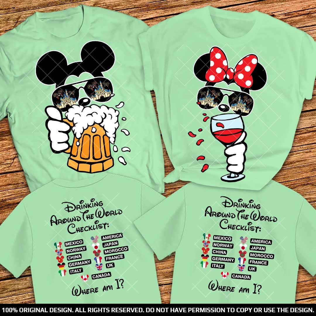 Mickey Beer Minnie Wine Front and Back Print Disney Couple | Etsy