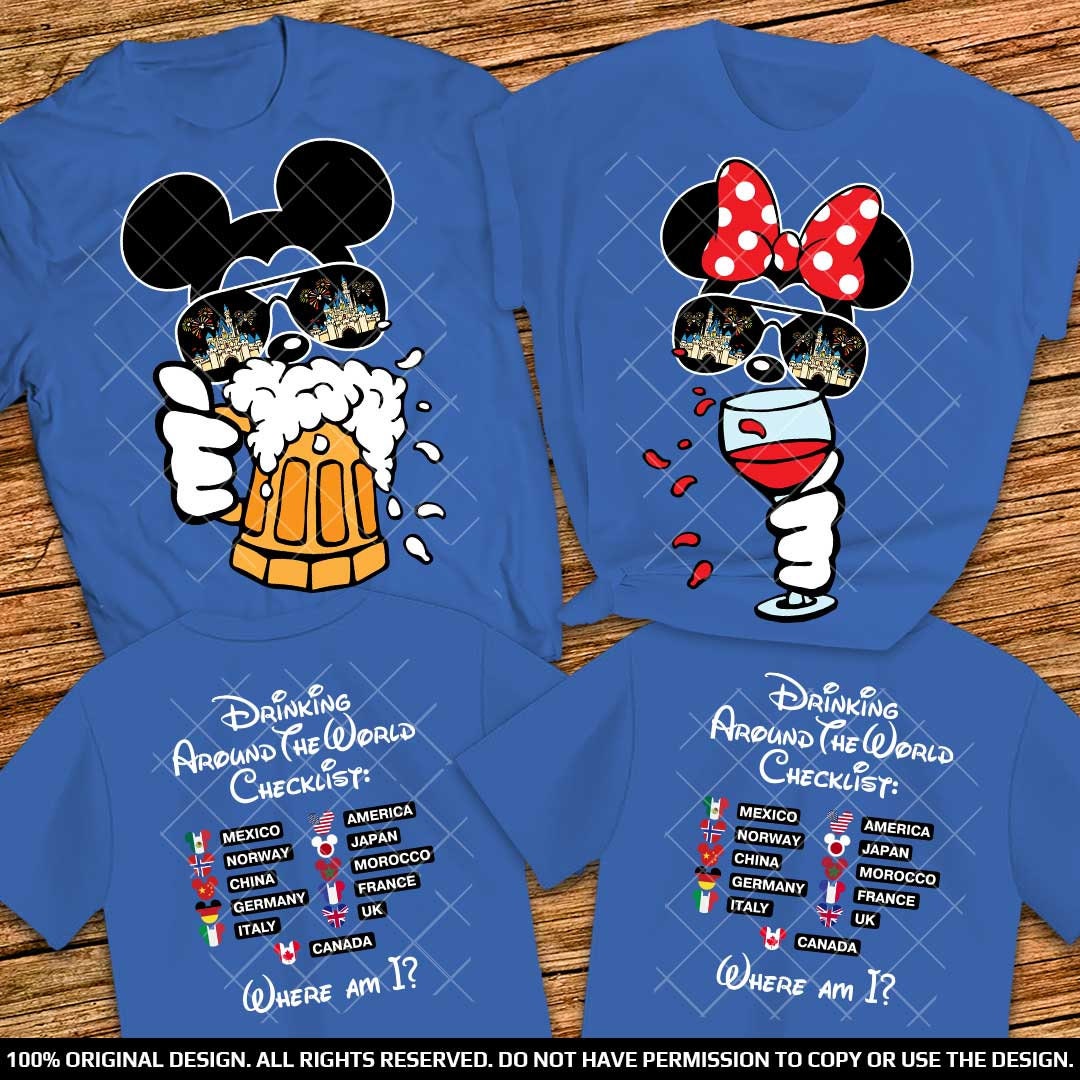 Mickey Beer Minnie Wine Front and Back Print Disney Couple | Etsy