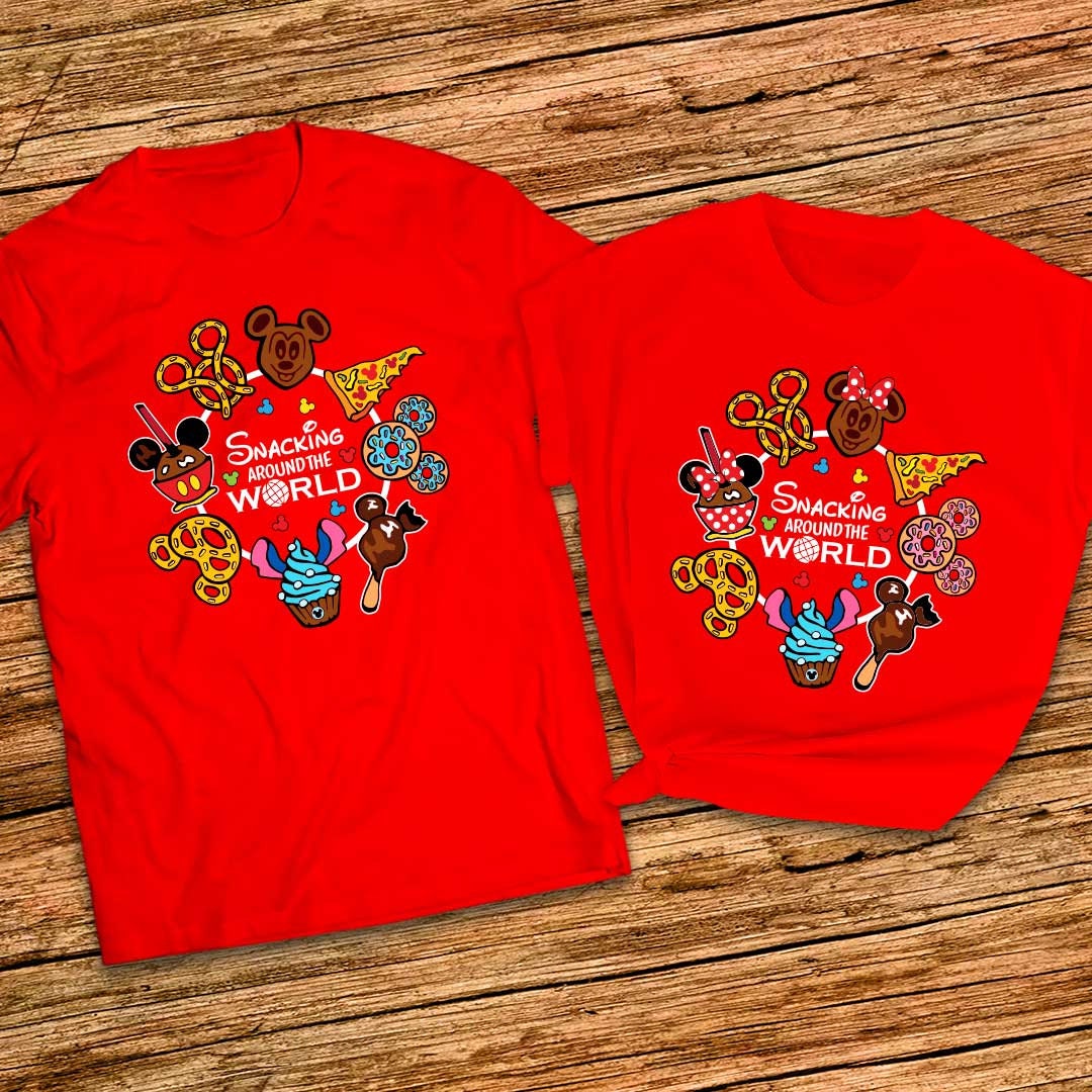 Disney Couple Epcot Shirts Snacking Around the World Shirt | Etsy