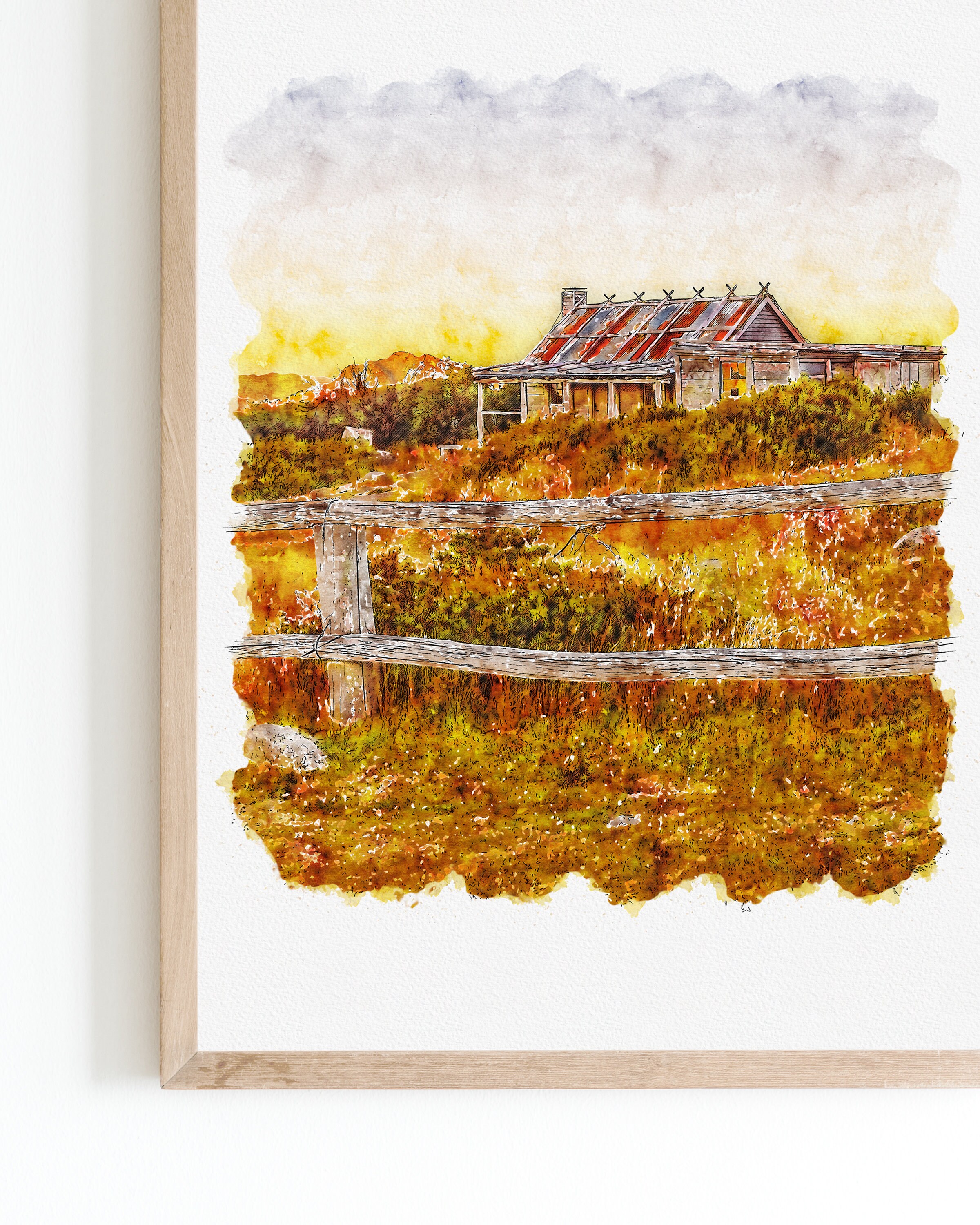 Digital Watercolour Sketch of a Mountain Shack INSTANT - Etsy