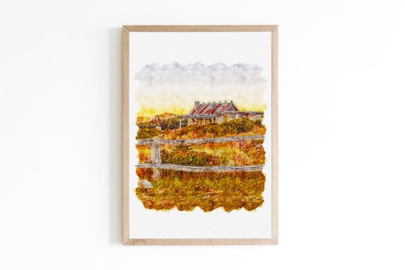 Digital Watercolour Sketch of a Mountain Shack INSTANT - Etsy