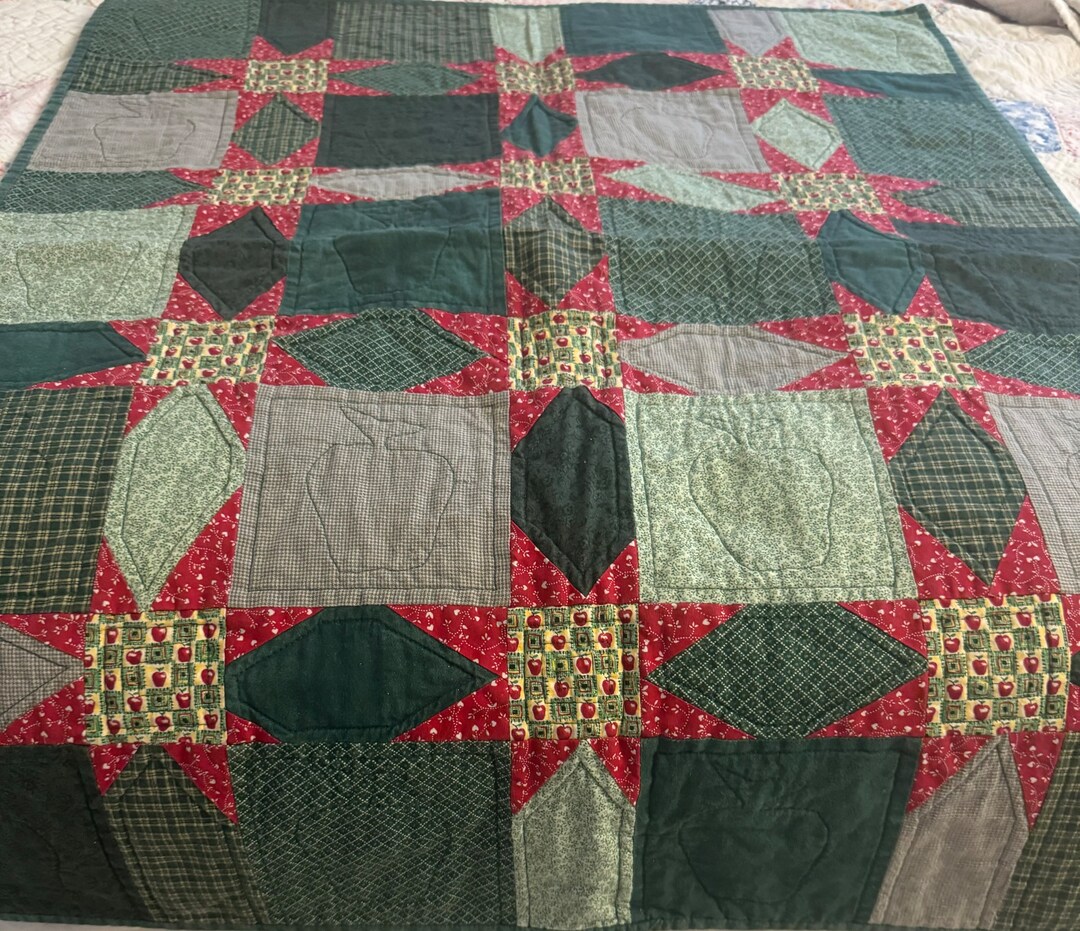 Apple / Ornaments Throw Wallhanging Table Top Blanket Cottagecore ...