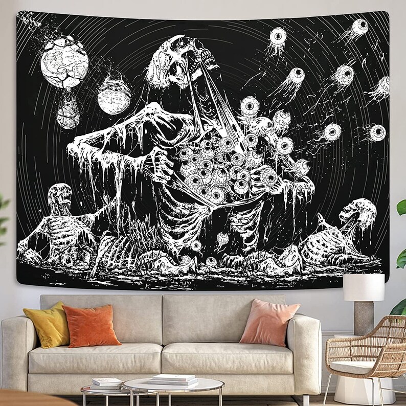Skull Gothic Tapestry Horror Aesthetic Wall Hanging Gothic - Etsy