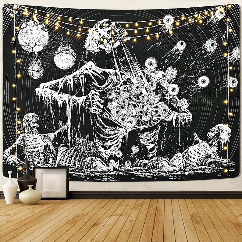 Skull Gothic Tapestry Horror Aesthetic Wall Hanging Gothic - Etsy