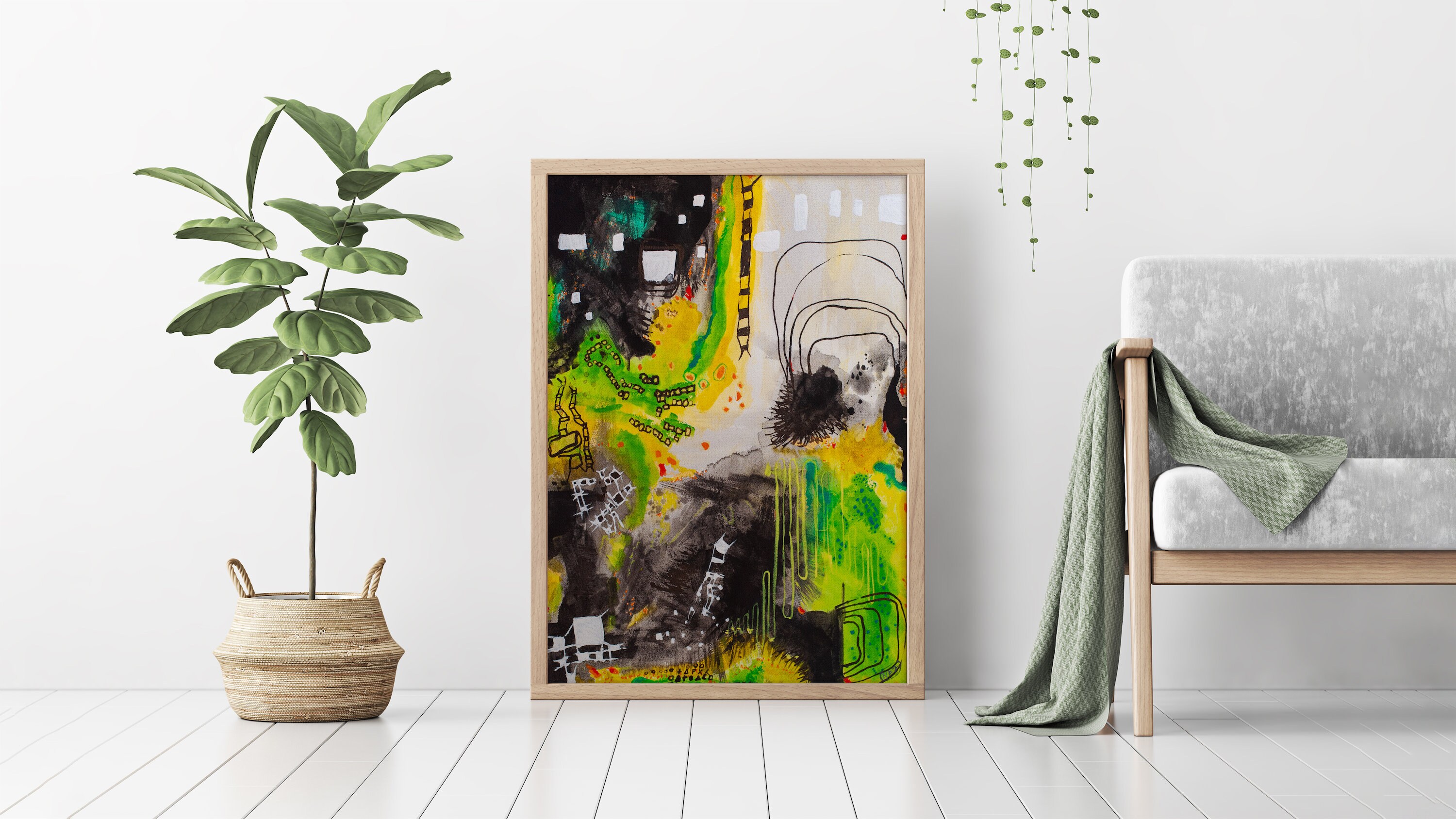 Hike Map - Original Watercolor Painting 16x12 Inches - Abstract ...