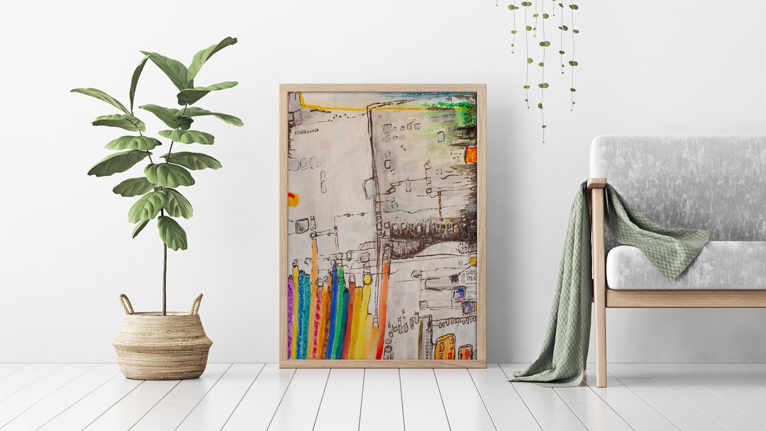 Abstract Information Map - Original Watercolor Painting 12x16 Inches ...