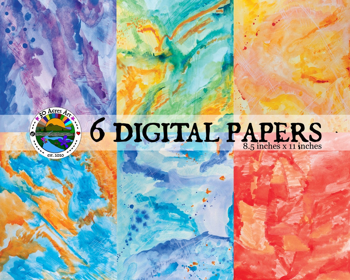 Digital Watercolor Textured Papers 8.5 X 11 In - Etsy