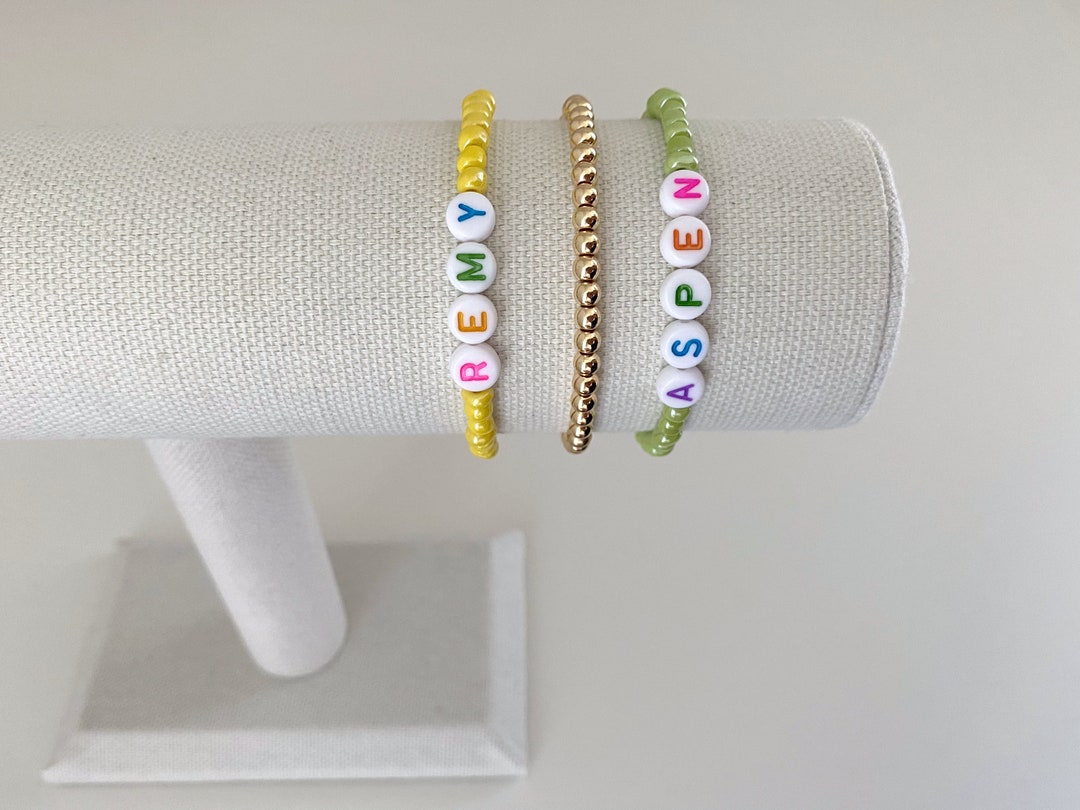 Rainbow Letter Personalized Bracelets | Name Bracelets | Beaded Letter ...