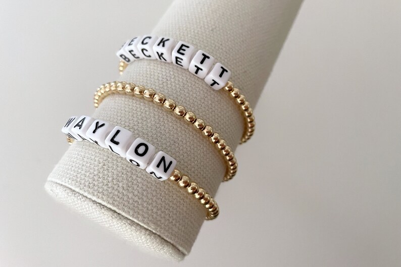 Square Letter Bead Name Bracelet Block Letter Beads Name - Etsy