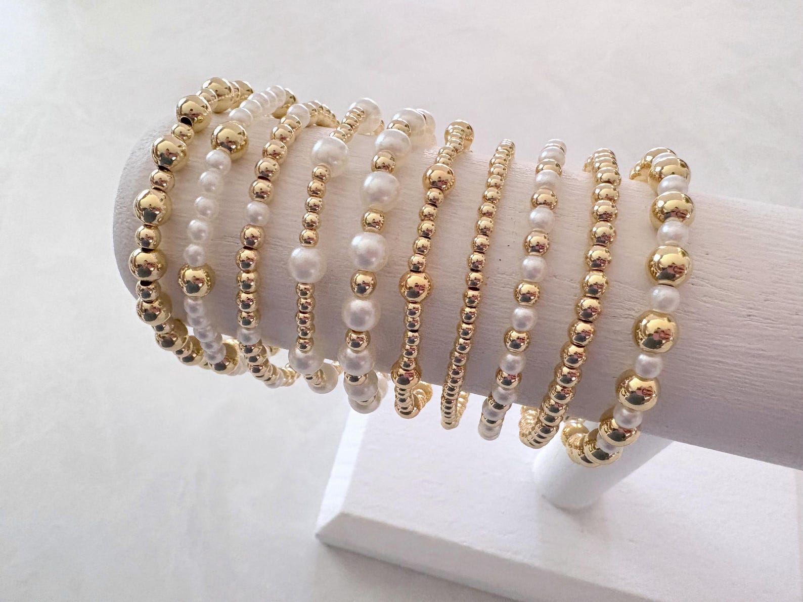 The Gold Pearl Collection | 14k Gold Plated Bracelet | Pearl Bracelet ...