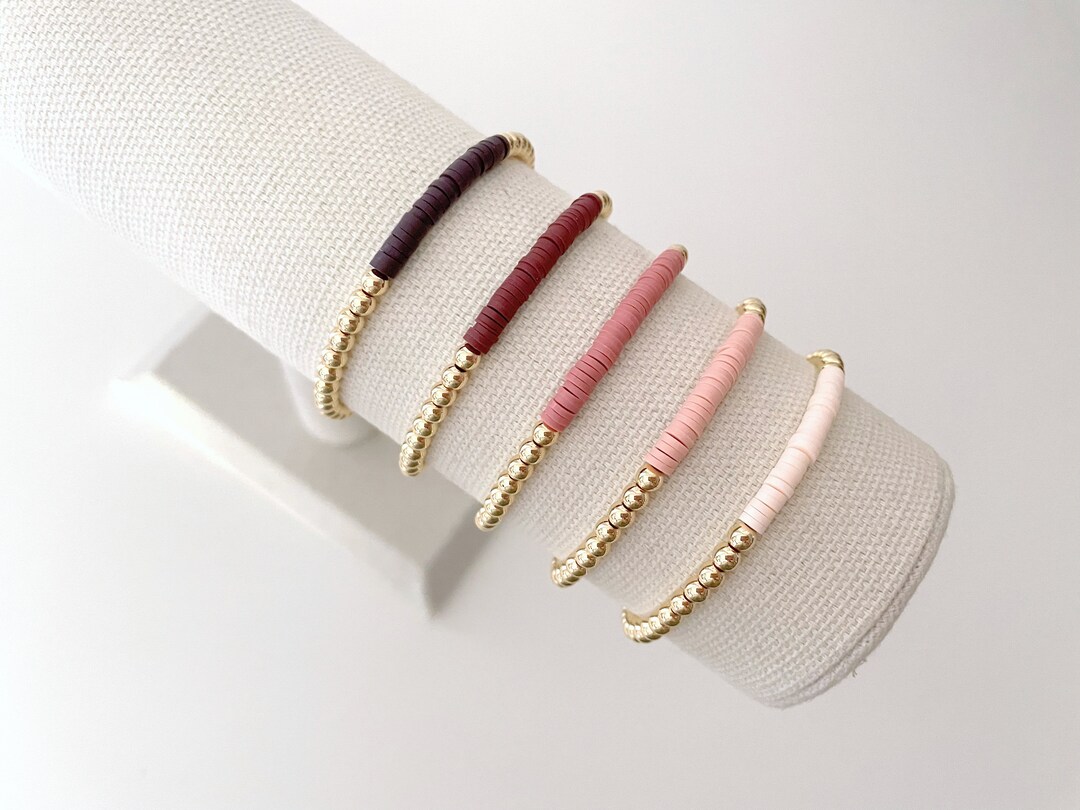 14k Gold Heishi Color Block Bracelet | Beaded Bracelet | Heishi ...